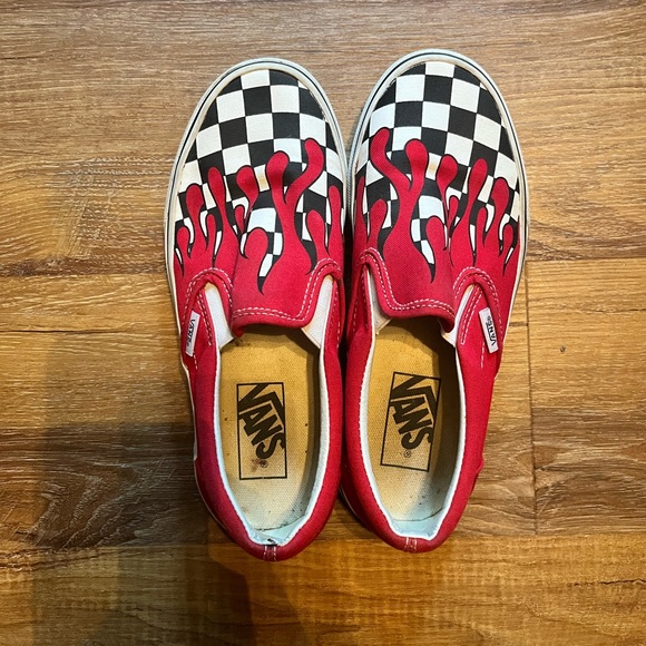 Vans | Shoes | Vans Checker Flame Classic Slipon Shoes | Poshmark
